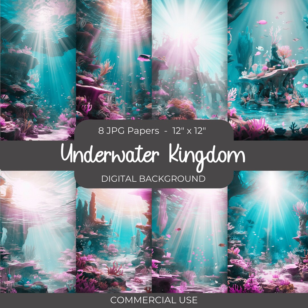 Mystical Ocean Theme Background, Under Sea Digital Backdrop, Underwater ...