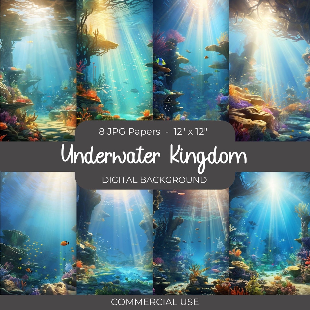 Ocean Theme Background, Under Sea Digital Backdrop, Underwater Overlay ...