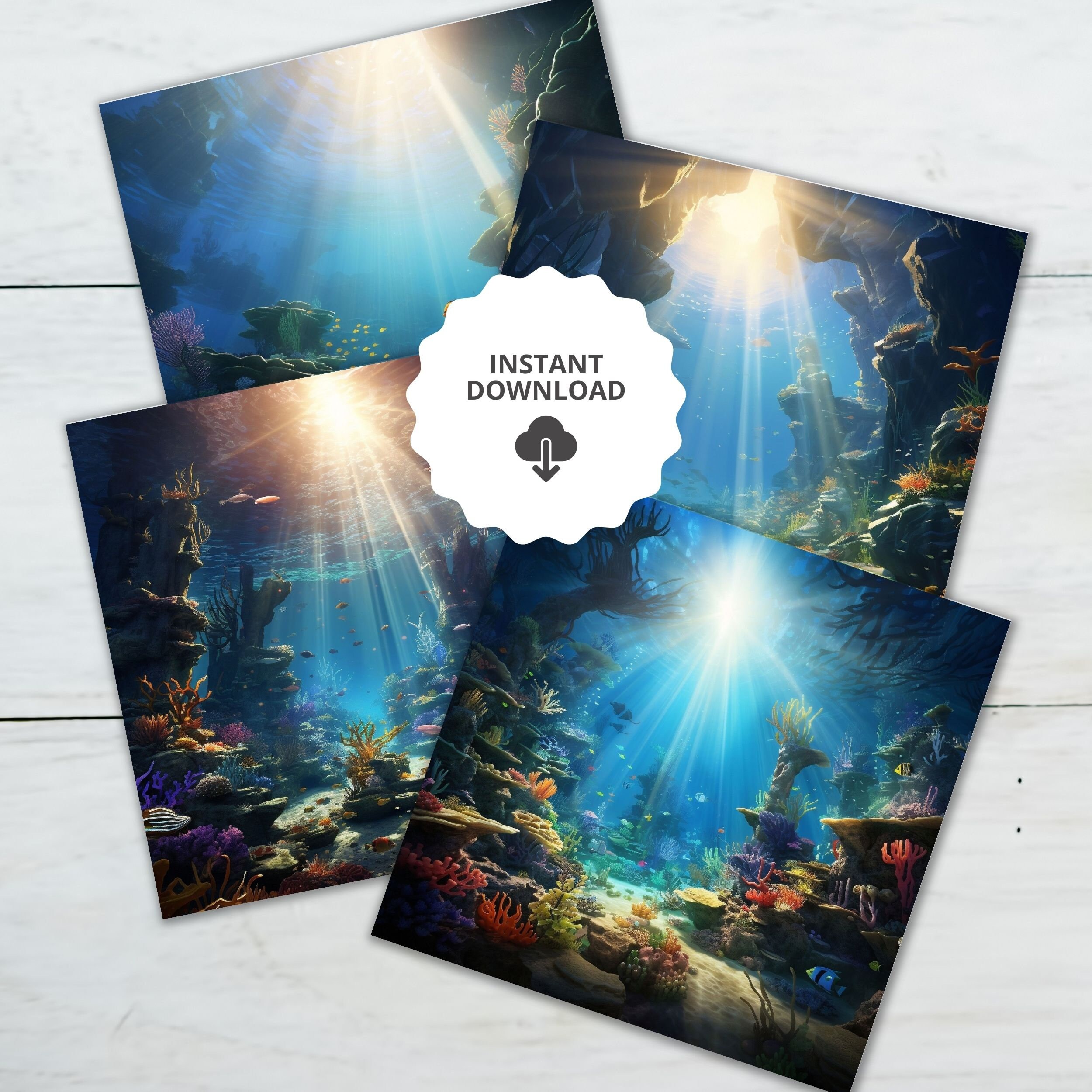 Ocean Theme Background, Under Sea Digital Backdrop, Underwater Overlay ...