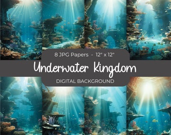 Ocean Theme Background, Under Sea Digital Backdrop, Underwater Overlay ...