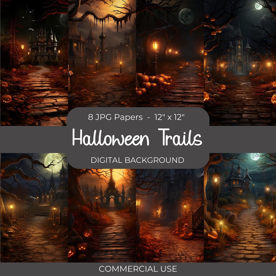 Halloween Trails Backdrop, Dark Scary House Scene, Halloween Background ...
