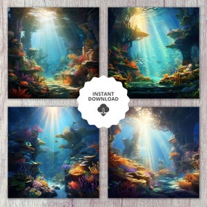 Ocean Theme Background, Under Sea Digital Backdrop, Underwater Overlay ...