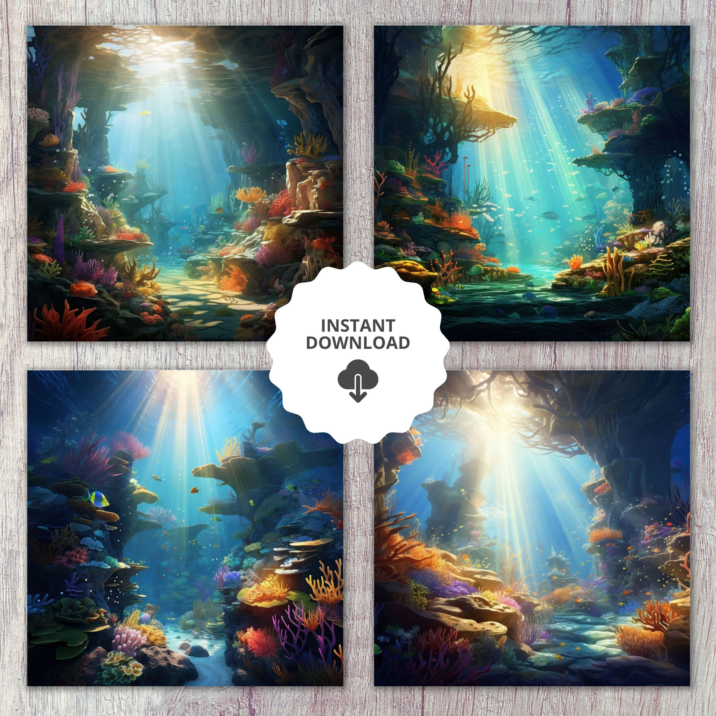Ocean Theme Background, Under Sea Digital Backdrop, Underwater Overlay ...