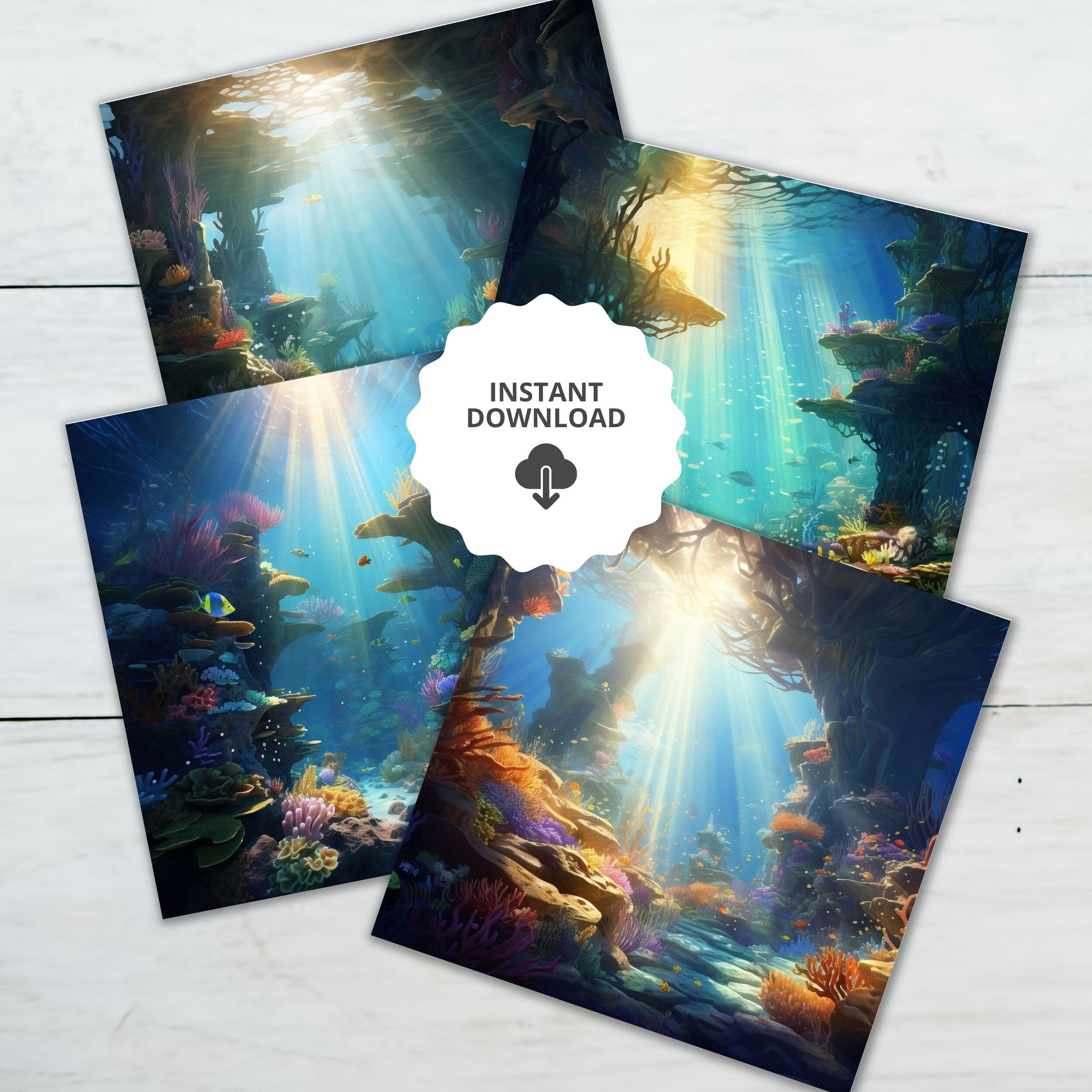 Ocean Theme Background, Under Sea Digital Backdrop, Underwater Overlay ...