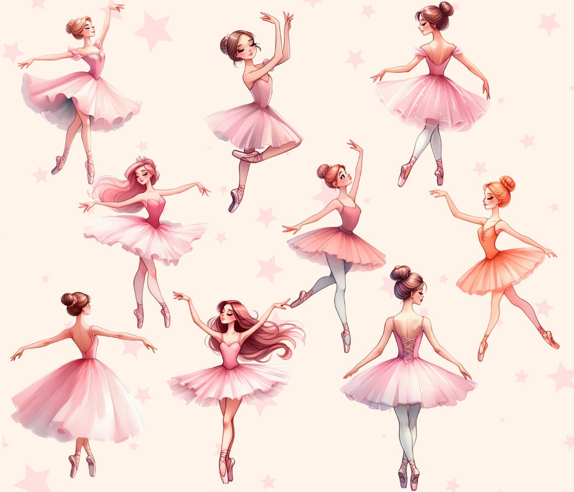 Ballerina Watercolor Clipart - Elegant Ballet Dancer Illustrations ...