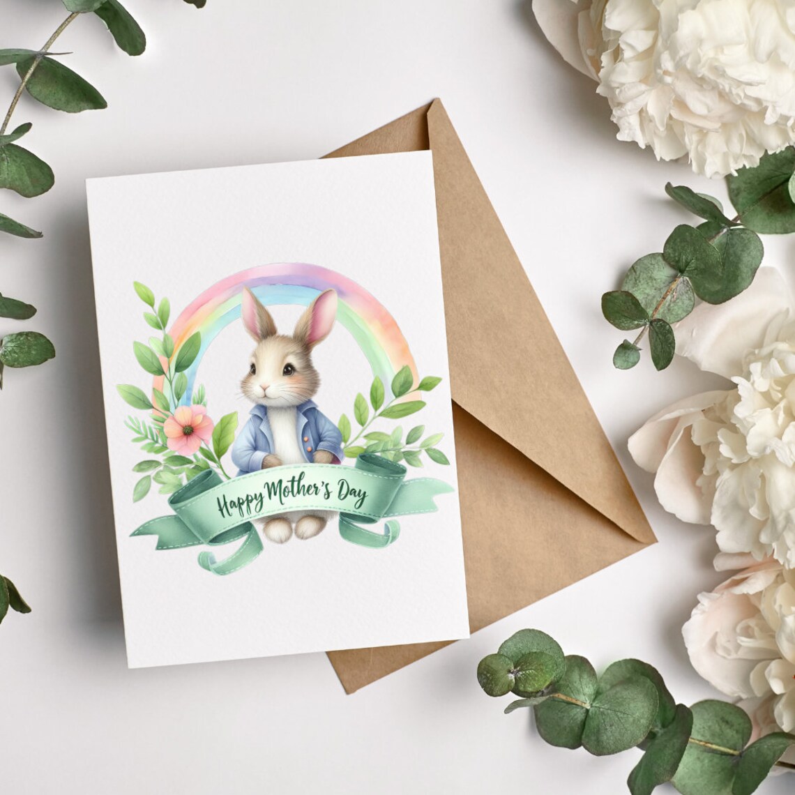Happy Mother's Day Bunny Printable Cute Rabbit Digital Art Mother's Day ...