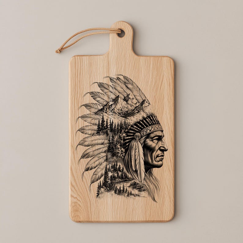 Native American Laser Engraving File | Mountain Spirit CNC Wood Design ...