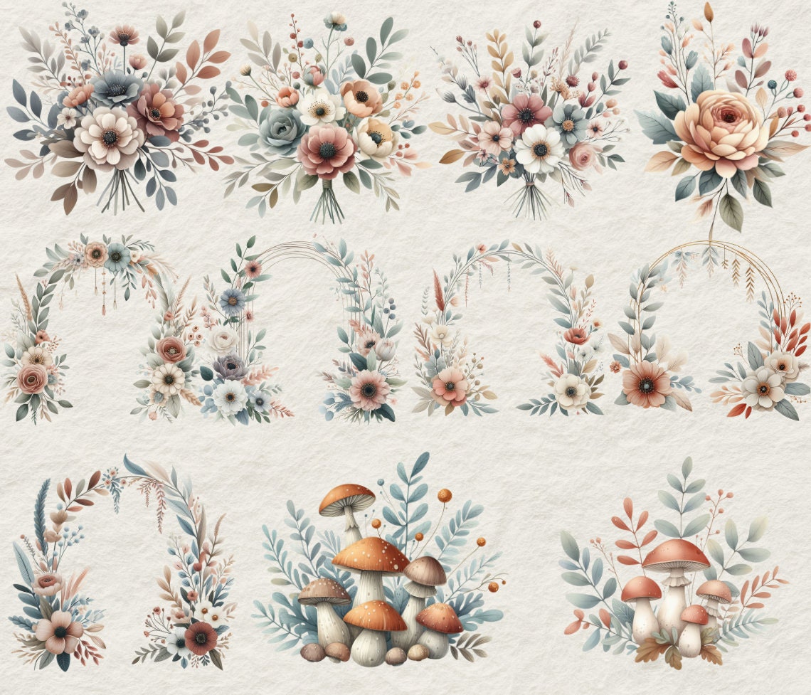 Watercolor Woodland Animals Clipart, Boho Forest Creatures, Baby Shower ...