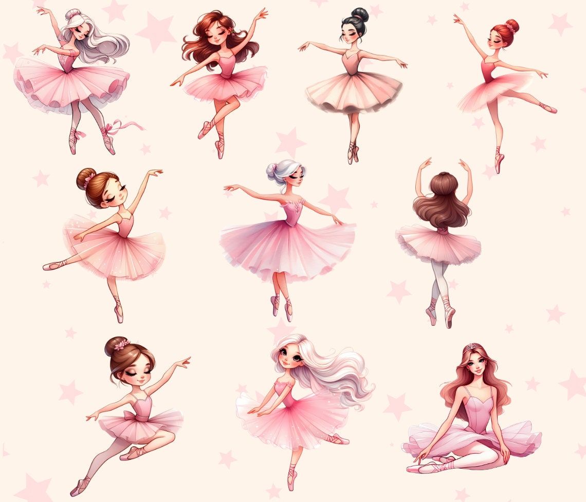 Ballerina Watercolor Clipart - Elegant Ballet Dancer Illustrations ...