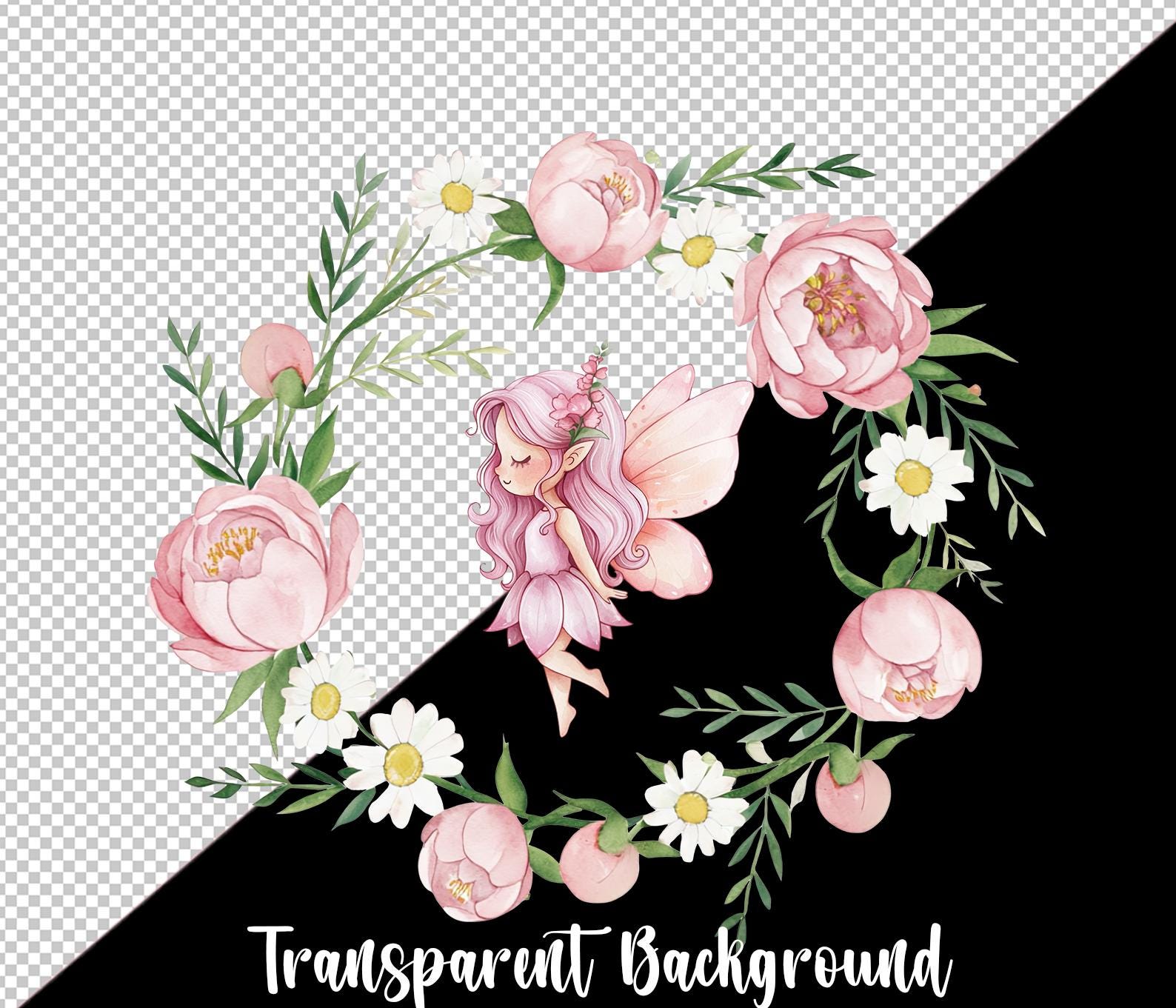 Watercolor Pink Fairy Clipart | Enchanted Forest PNG (digital Download ...
