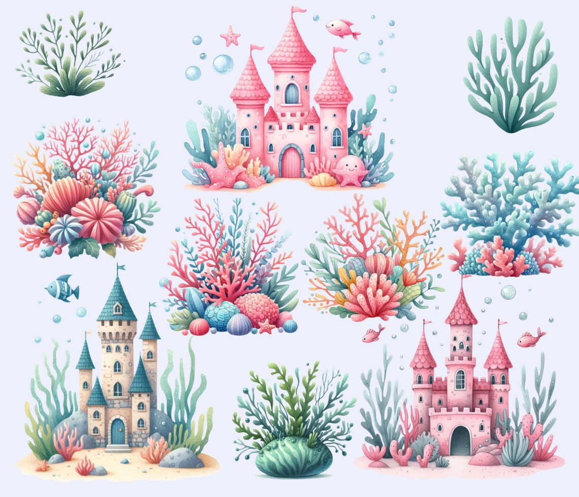 Mermaid Clipart, Ocean Fantasy PNG, Pastel Mermaids, Watercolor Sea ...