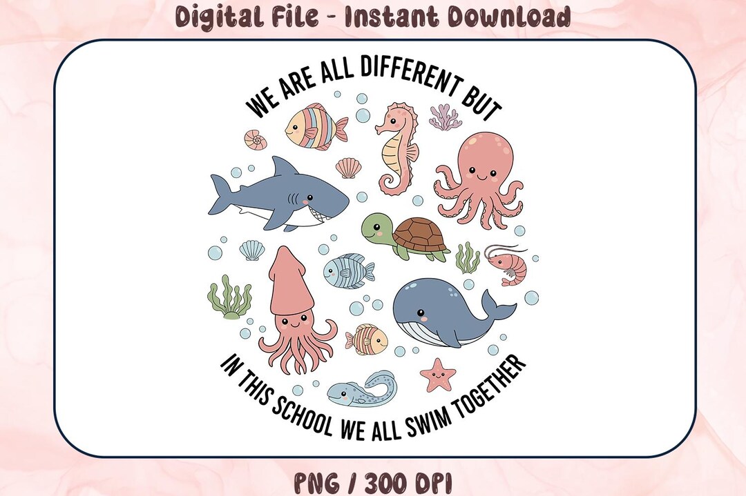 Sea Animal School, Teacher Gift PNG (digital Download) - Etsy UK