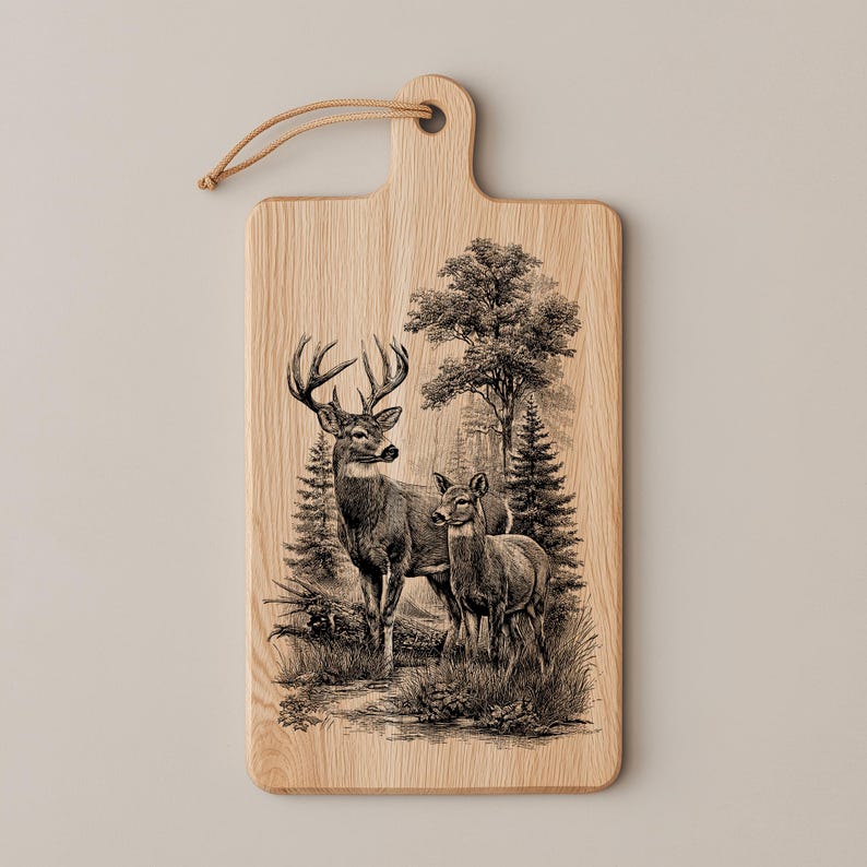 Deer Buck and Doe Laser Engraving File | Wildlife Wood Art | Glowforge ...