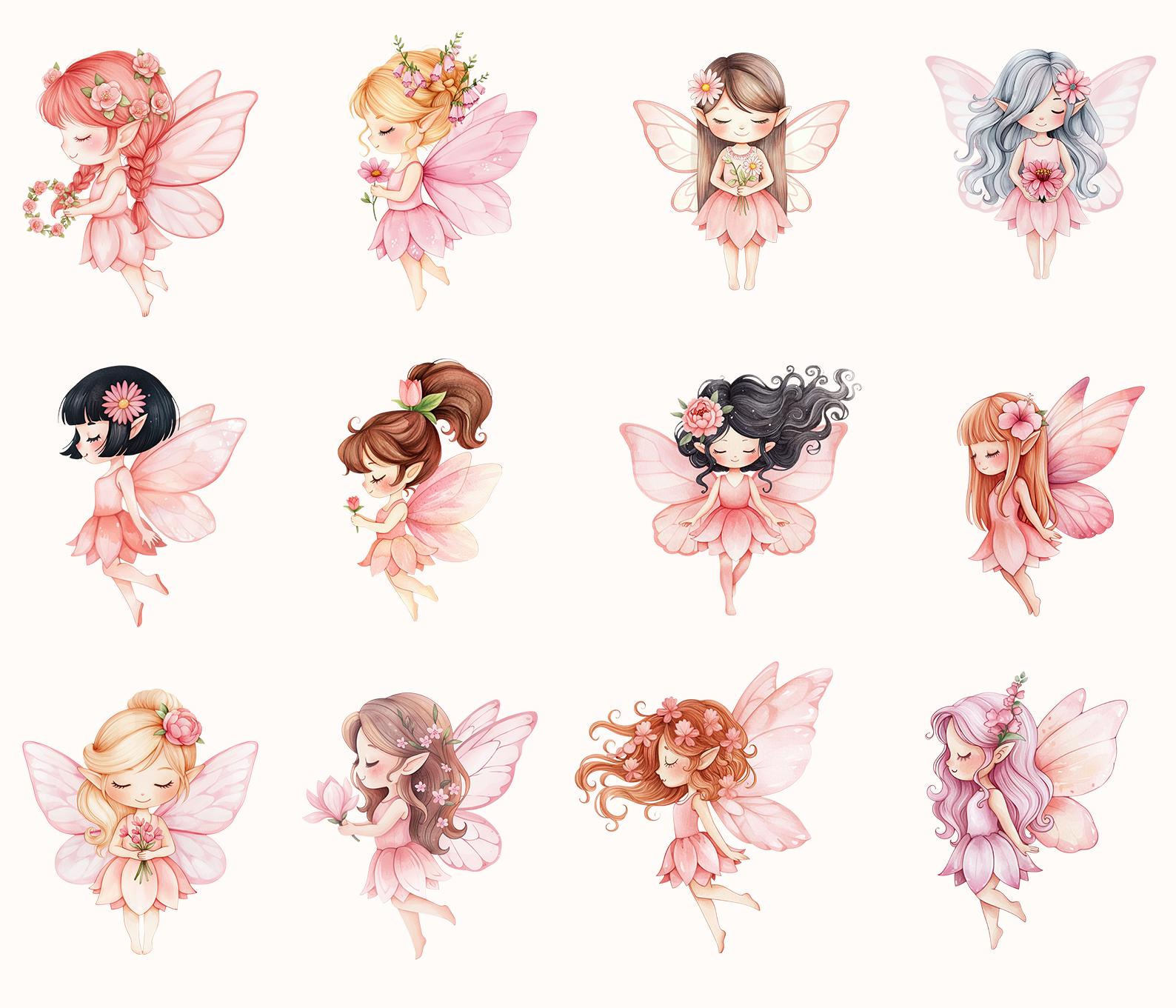 Watercolor Pink Fairy Clipart | Enchanted Forest PNG (digital Download ...