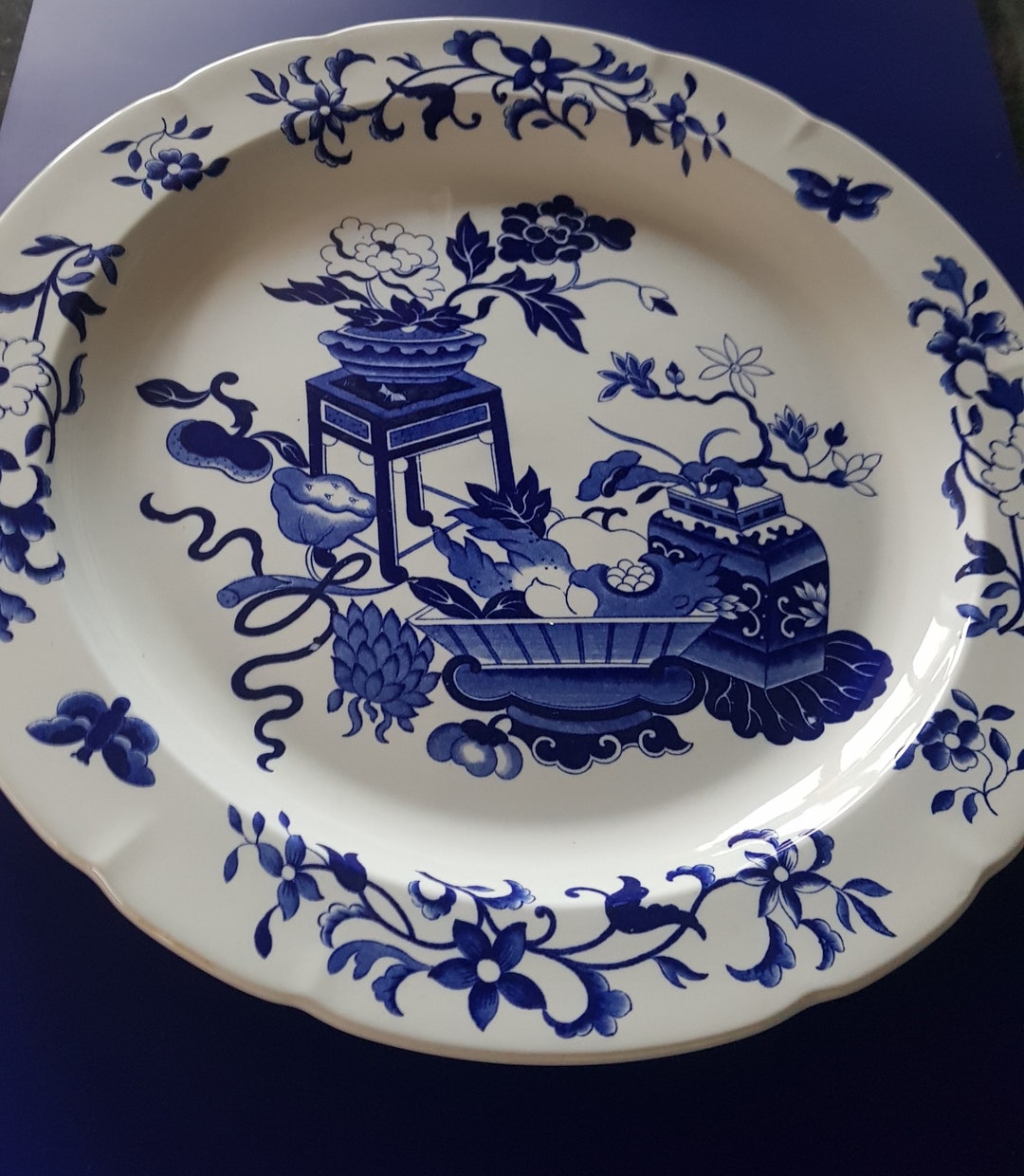 Vintage Stunning Spode Blue Fire Stone Bowpot Large Platter - Etsy
