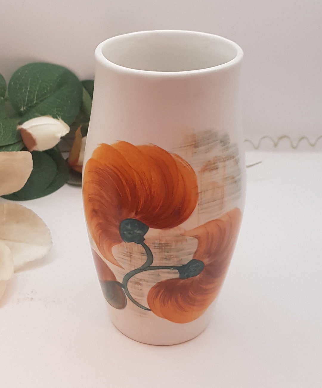 Vintage 1950s Edward Radford Pottery Barrel Form Handpainted Vase - Etsy