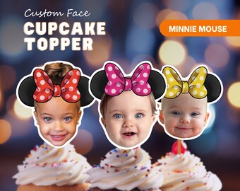 Minnie Mouse Ears Personalized Face Cupcake Toppers - Etsy