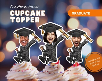Graduation Photo Cupcake Topper Printable, Graduation Cake Topper, Grad ...