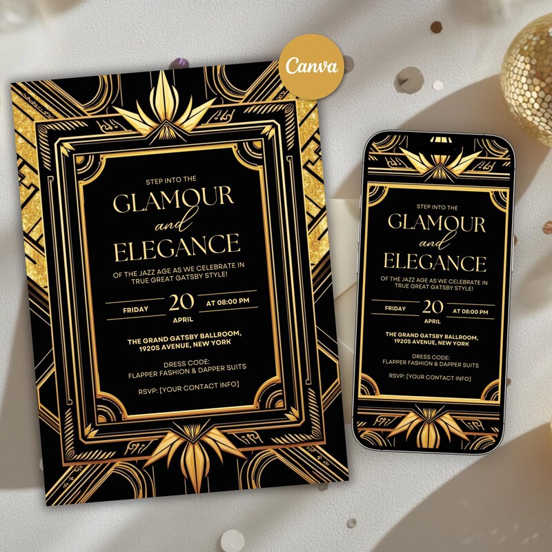 Gatsby Card Invitations - Etsy UK