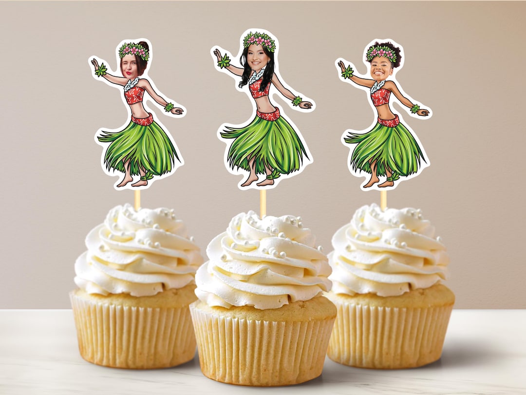 Hawaiian Hula Dancer Cupcake Toppers Hawaiian Cupcake Toppers Aloha ...