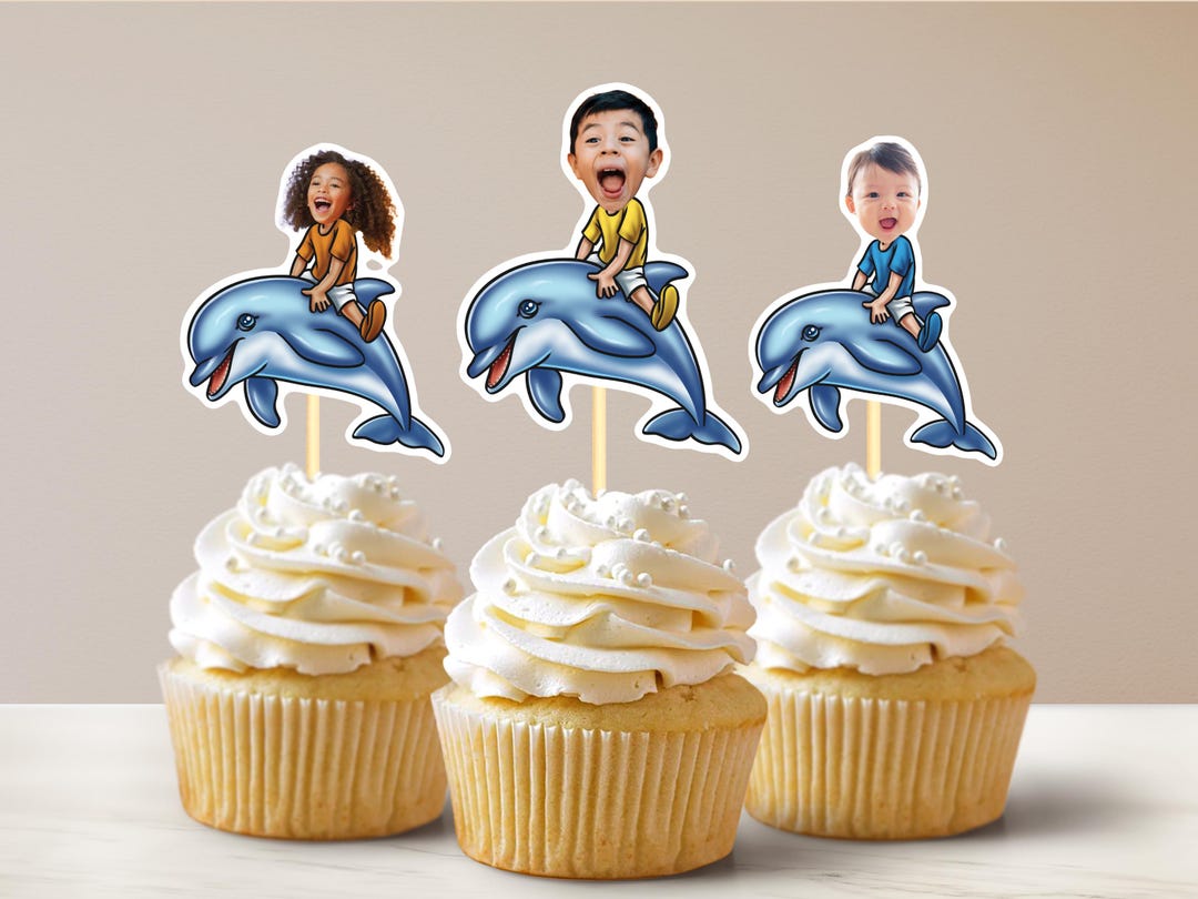 Dolphin Personalized Face Cupcake Toppers - Etsy