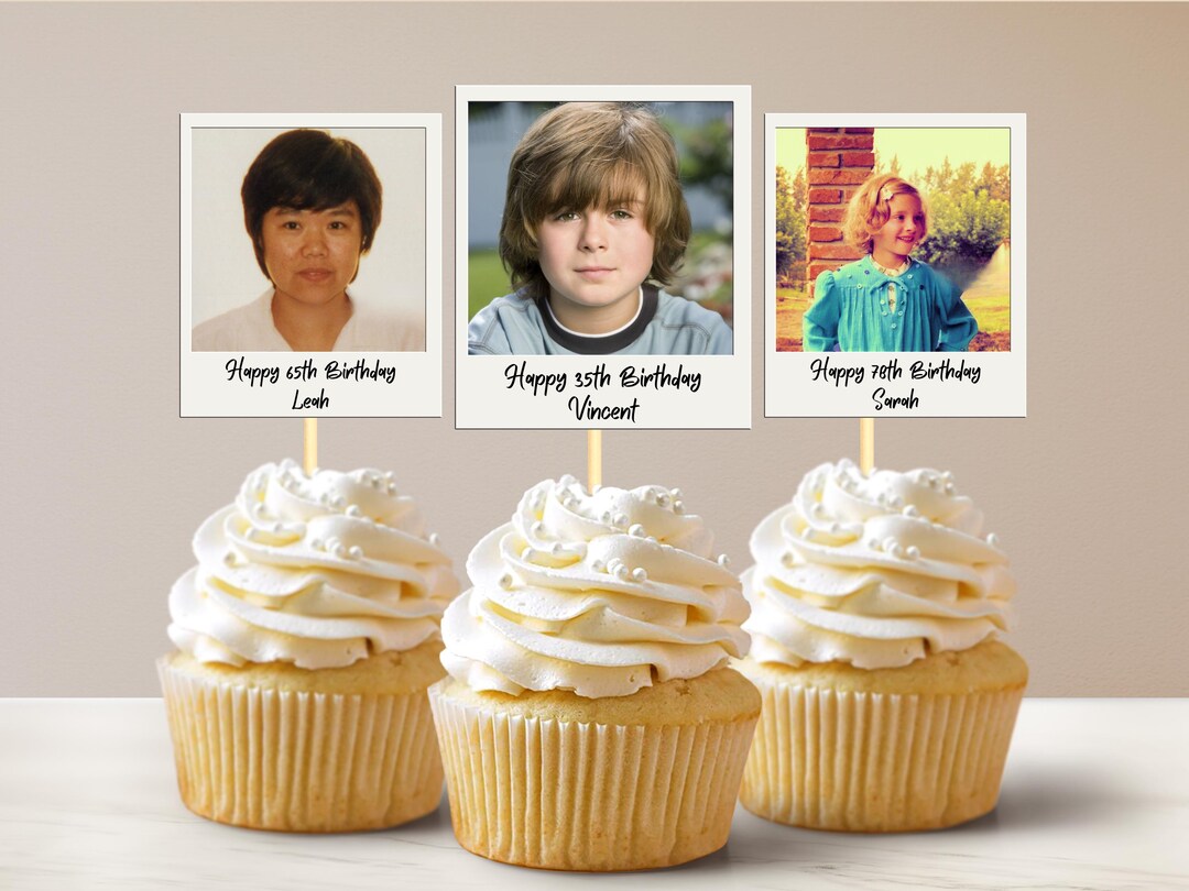 Personalized Picture Cupcake Toppers Birthday Cupcake Toppers Picture ...