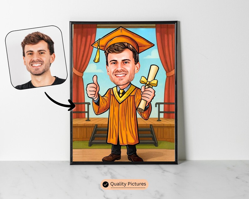 Custom Graduation Caricature Personalized Cartoon Portrait Gift for ...
