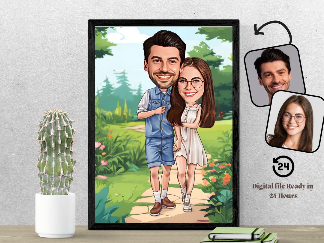 Custom Couple Cartoon Portrait Personalized Caricature Portrait Couple ...