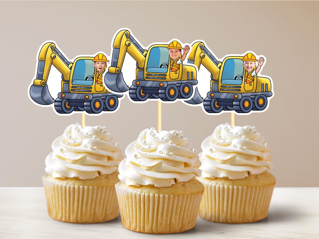 Excavator Cupcake Toppers Excavator Photo Cupcake Toppers Construction ...