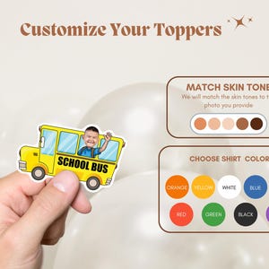 School Bus Cupcake Toppers School Bus Student Cupcake Toppers Bus ...