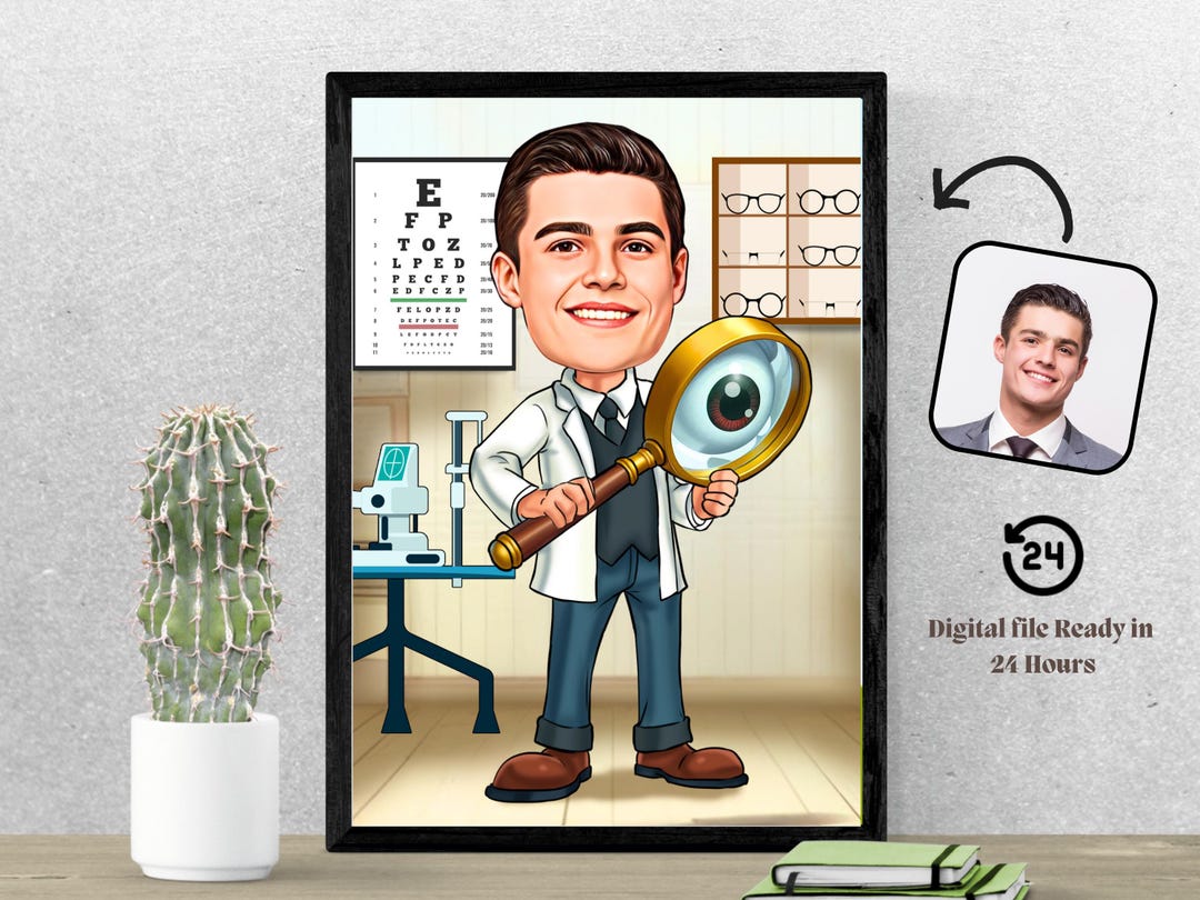 Eye Doctor Custom Caricature Ophthalmologist Custom Eye Doctor Gift for ...