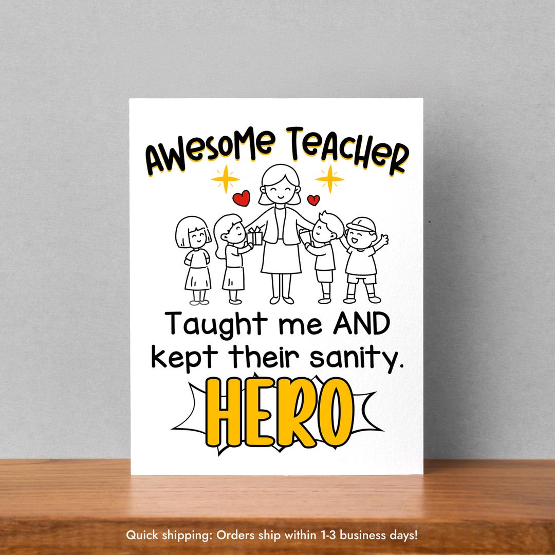 Funny Teacher Card Appreciation Greeting Card Teachers Day Gift ...