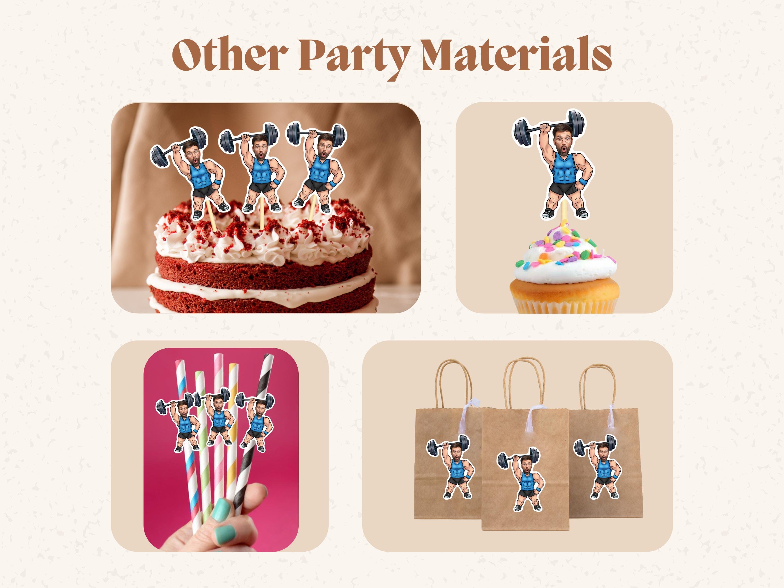 Weightlifter Cupcake Toppers Weightlifter Face Cupcake Toppers Workout ...