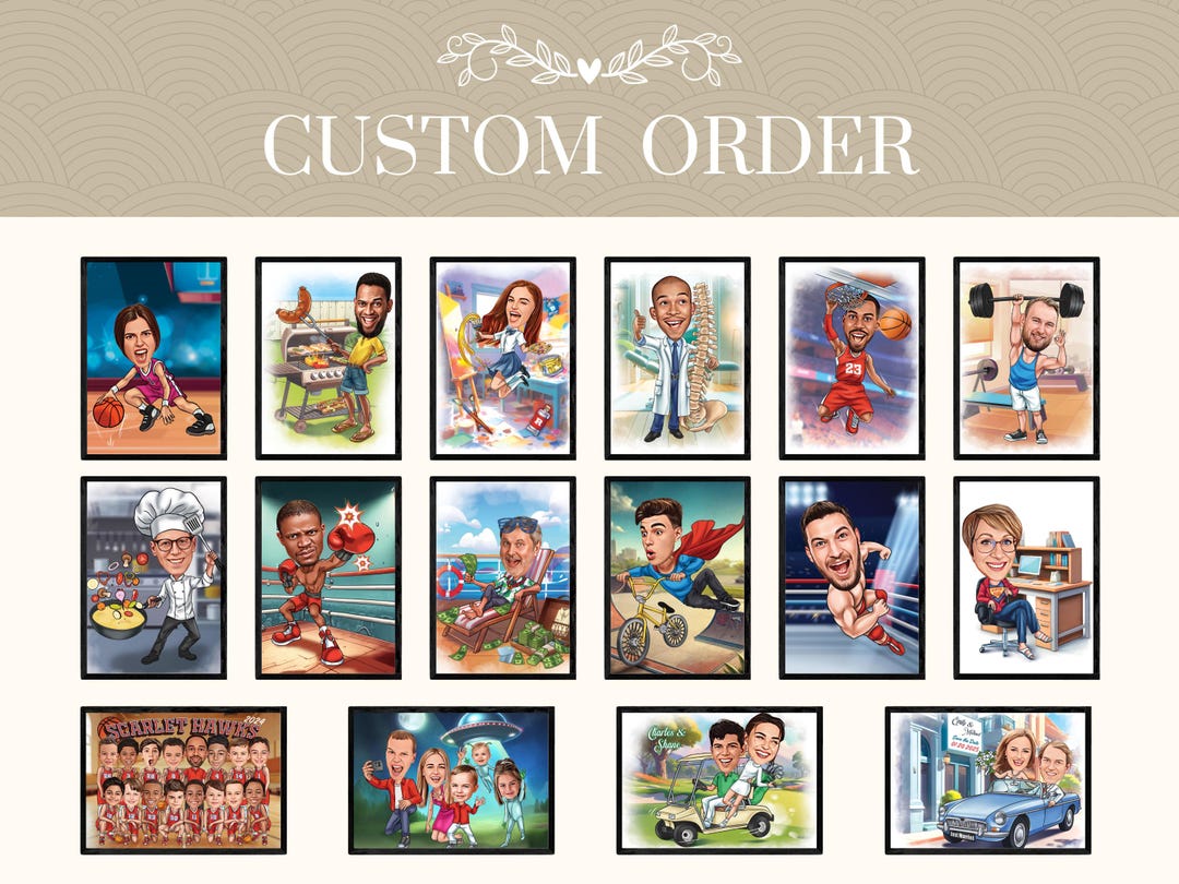 Custom Order Caricature Portrait Personalized Cartoon Drawing From Your ...
