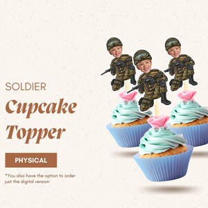 Military Soldier Cupcake Toppers: Custom Face Topper for Army - Etsy