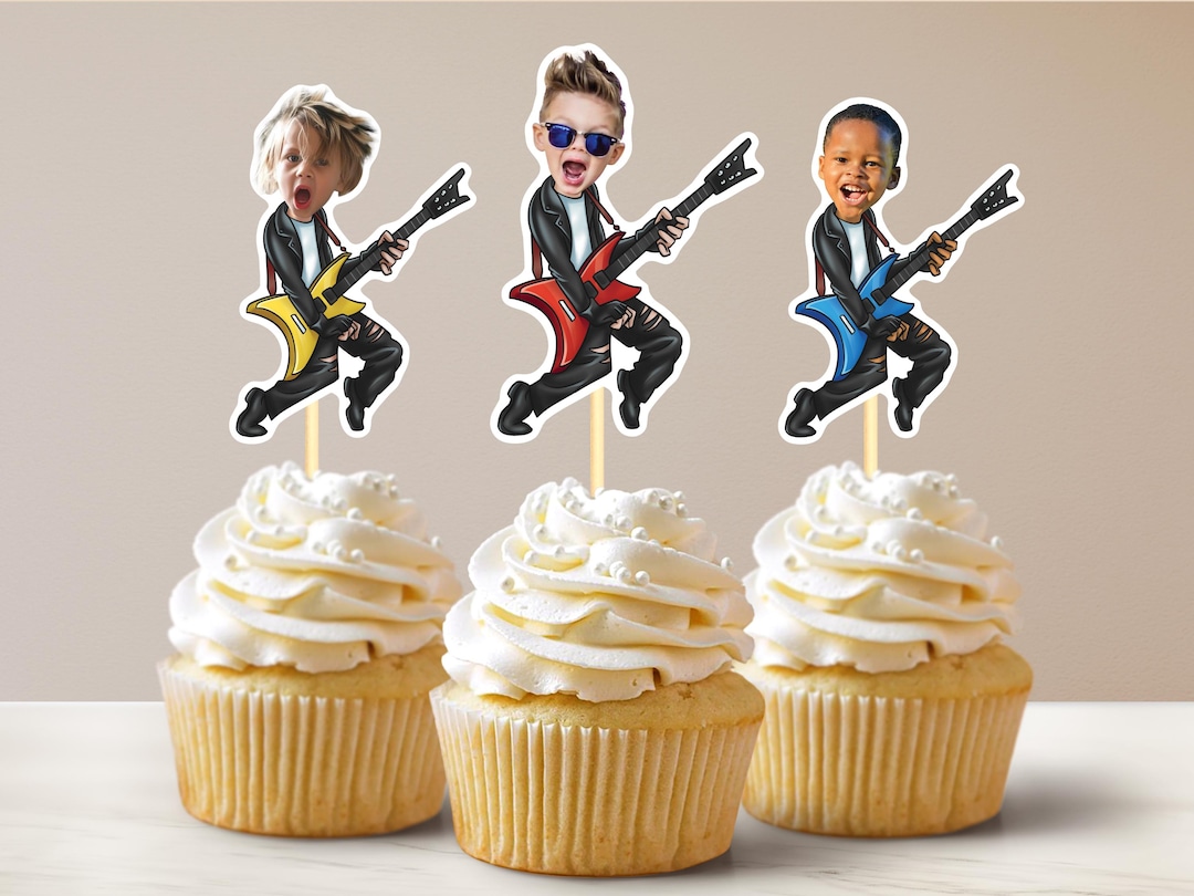 Rockstar Cupcake Topper Rock and Roll Birthday Party Customized ...