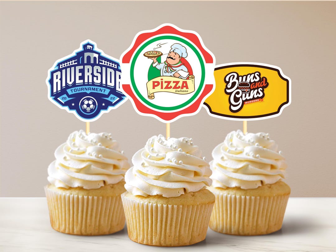 Custom Logo Cupcake Toppers Business Party Decoration Sports Party ...