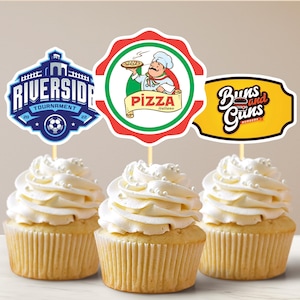 Custom Logo Cupcake Toppers Business Party Decoration Sports Party ...