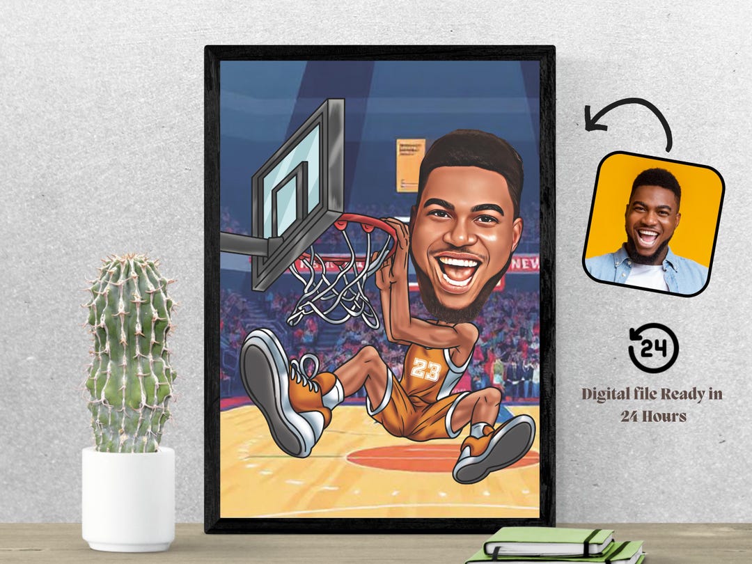 Custom Basketball Player Cartoon Portrait Basketball Fun Gift ...