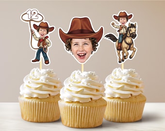 Cowboy Cupcake Toppers Western Birthday Party Decorations My First ...