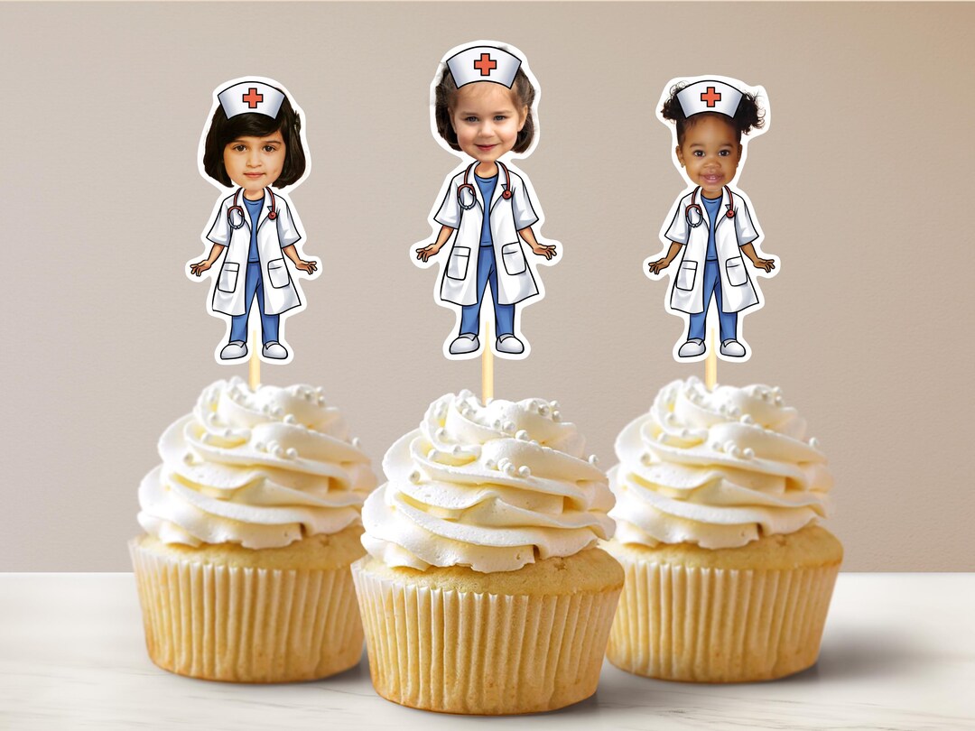 Nurse Face Cupcake Toppers Nurse Cupcake Medical Toppers RN Cupcake ...