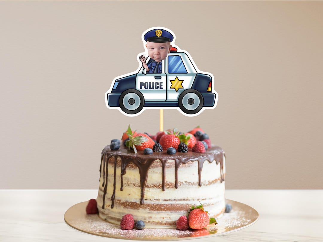 Police Car Cake Topper Police Officer Car Personalized Face Cake Topper ...