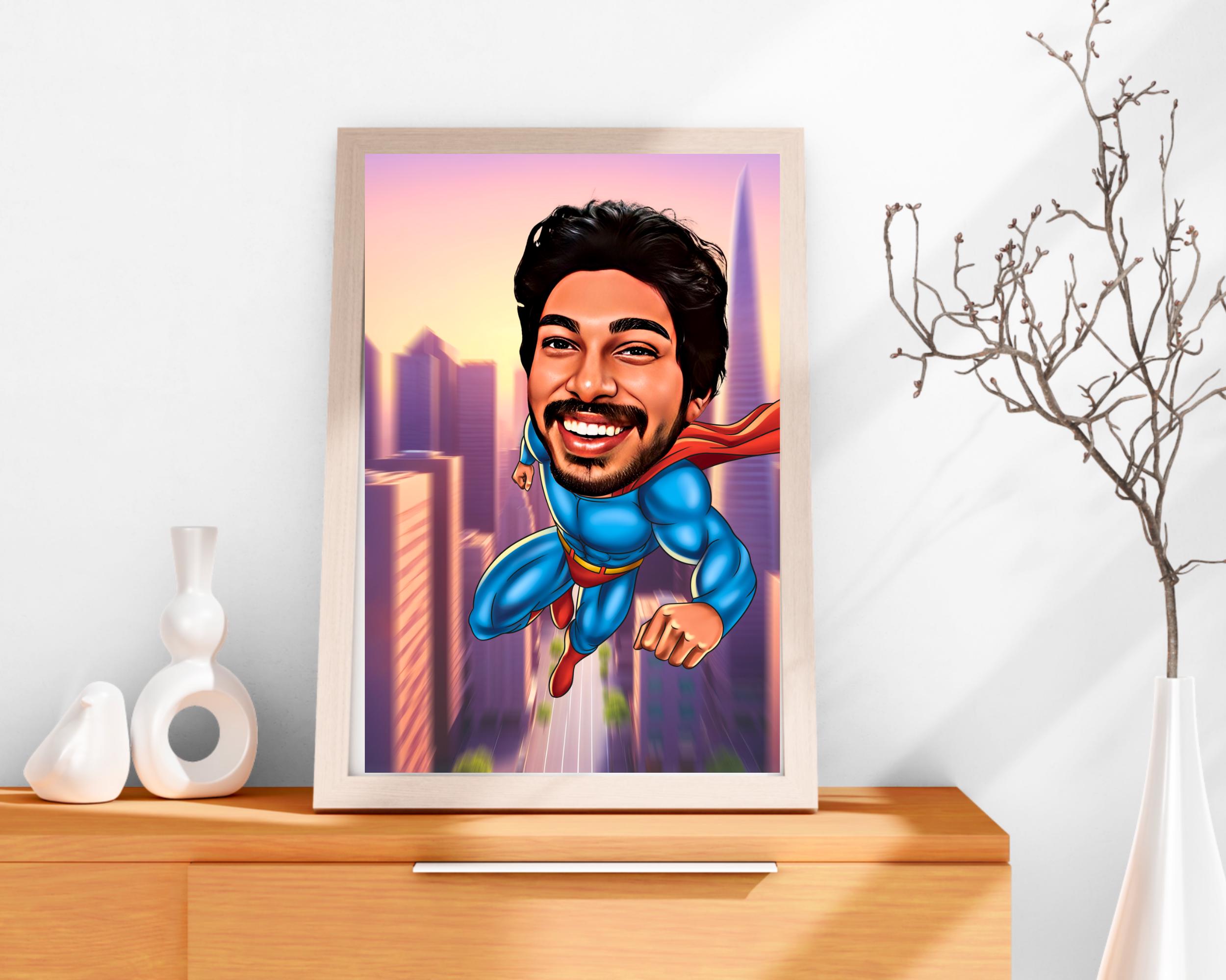 Custom Super Dad and Son Cartoon Portrait, Super Dad Portrait, Dad's ...