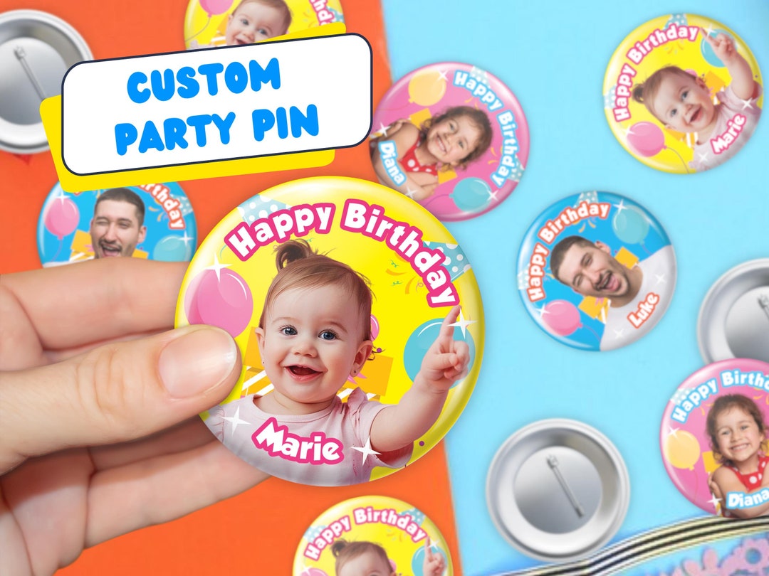 Happy Birthday Personalized Face Pins Birthday Party Bar Funny Decor ...