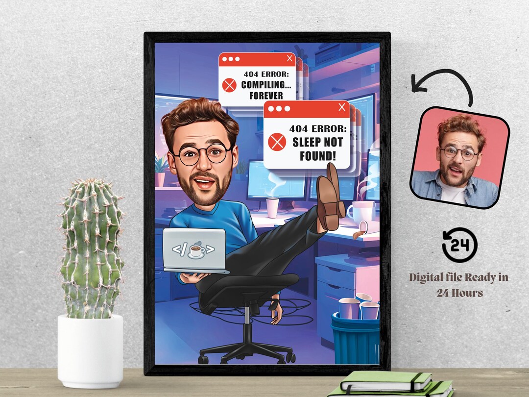 Male Programmer Caricature Programmer Gift Caricature Portrait From ...