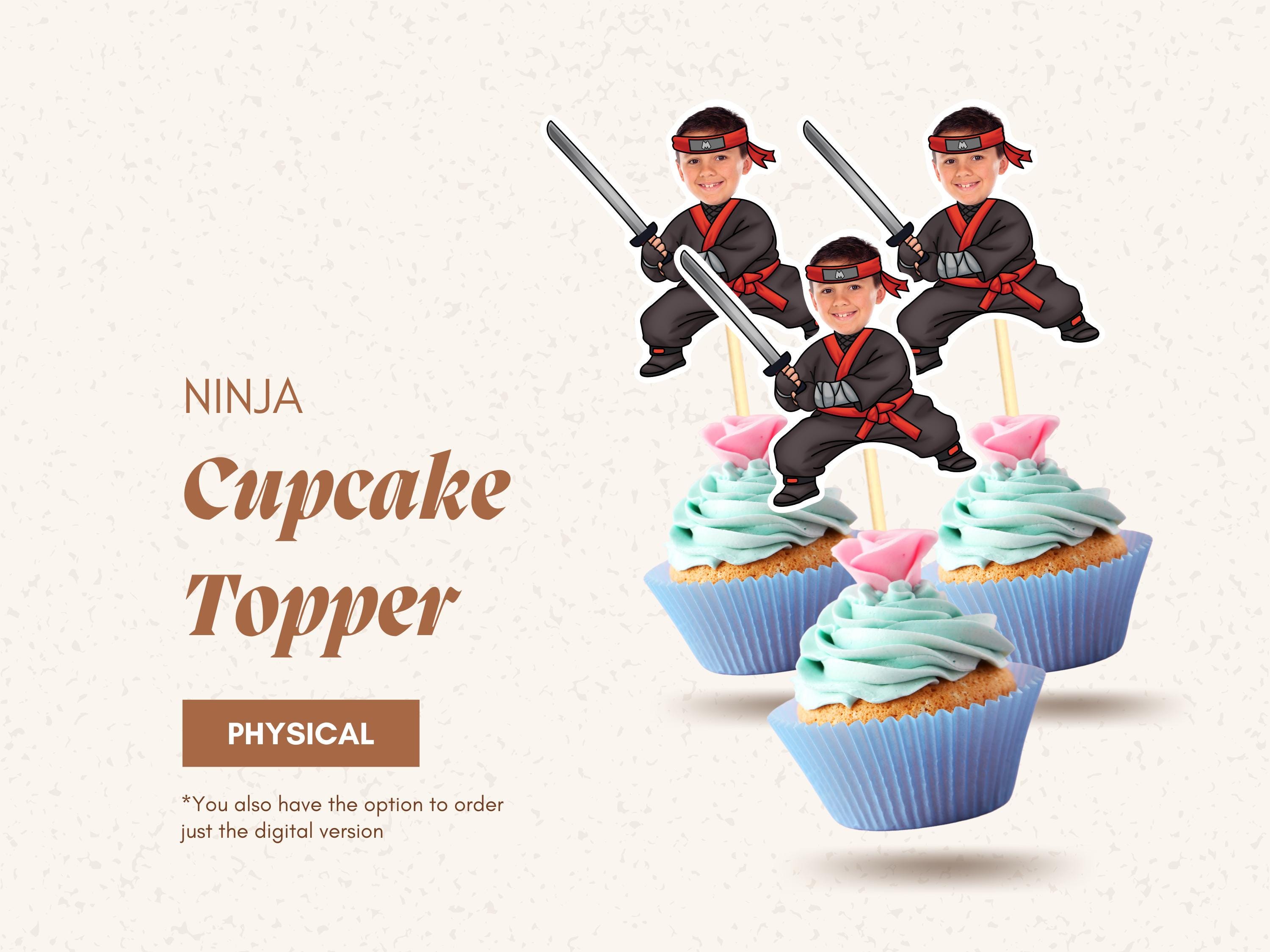 Ninja Personalized Cupcake Toppers Ninja Birthday Decorations Ninja ...