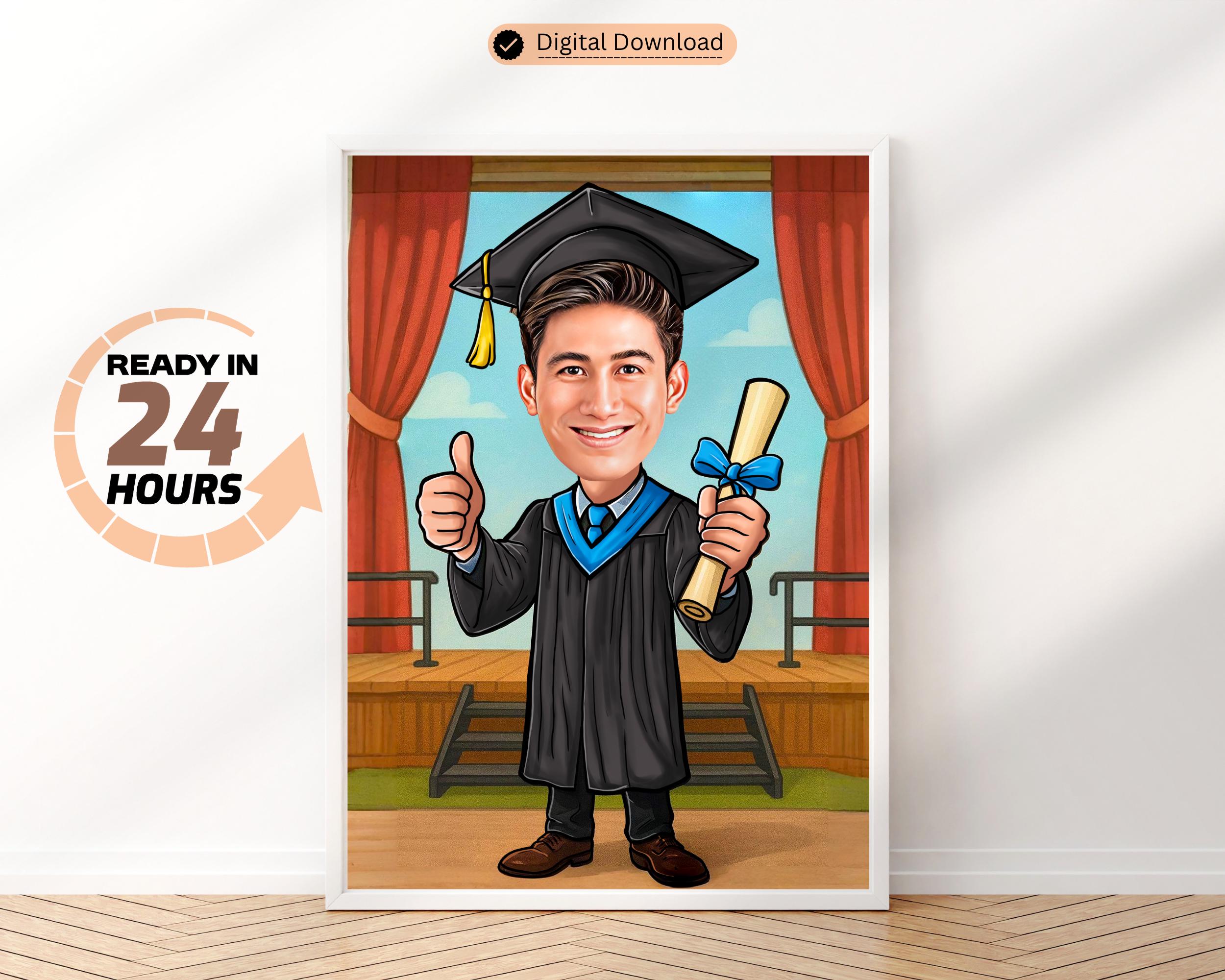 Custom Graduation Caricature Personalized Cartoon Portrait Gift for ...