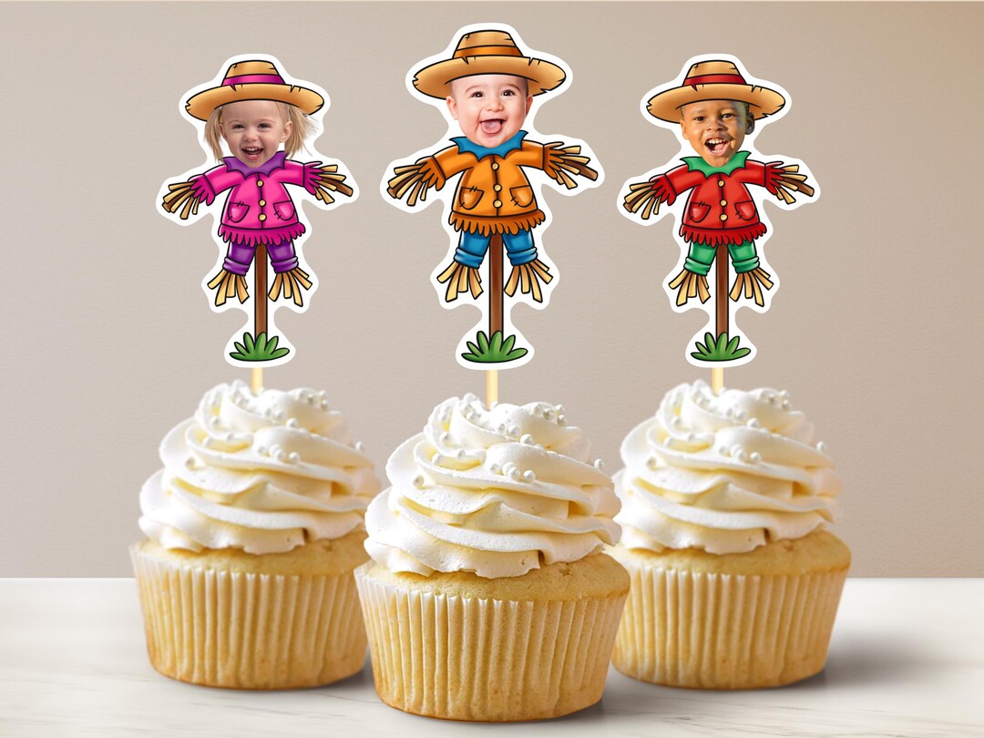 Scarecrow Cupcake Toppers Scarecrow Themed Cupcake Toppers Fall Party ...