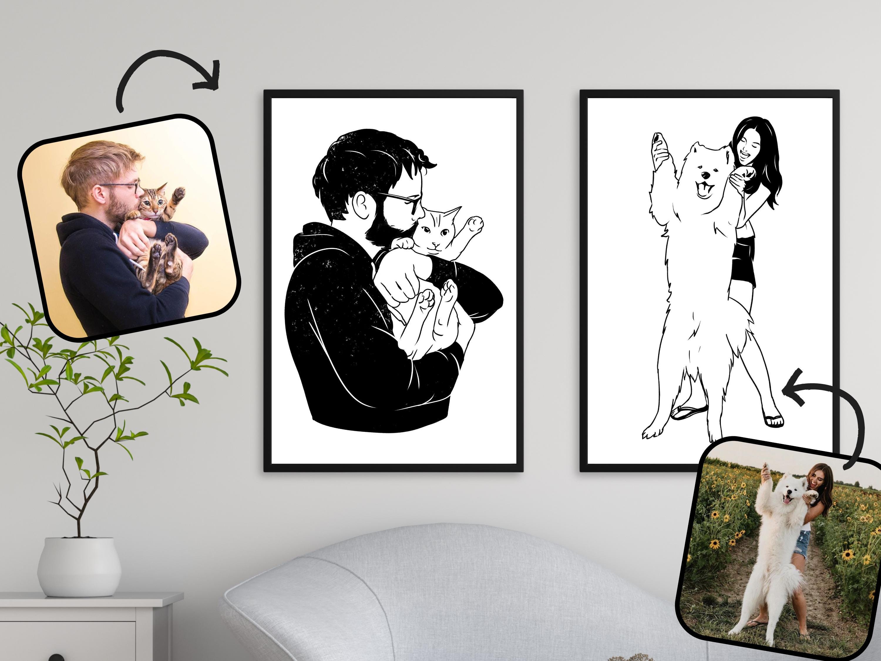 Pencil Line Art Custom Line Drawing Portrait Minimalist Couple Portrait ...