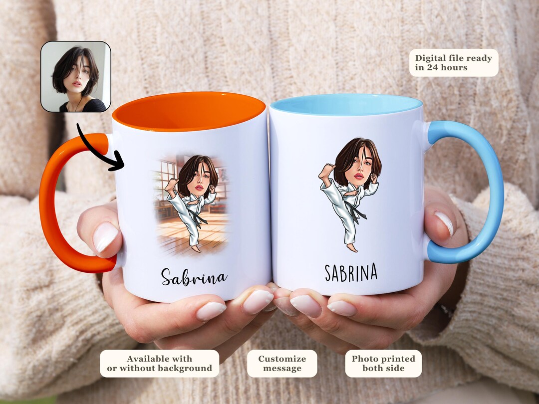 Custom Karate Gift Mug Personalized Caricature for Martial Arts Lovers ...